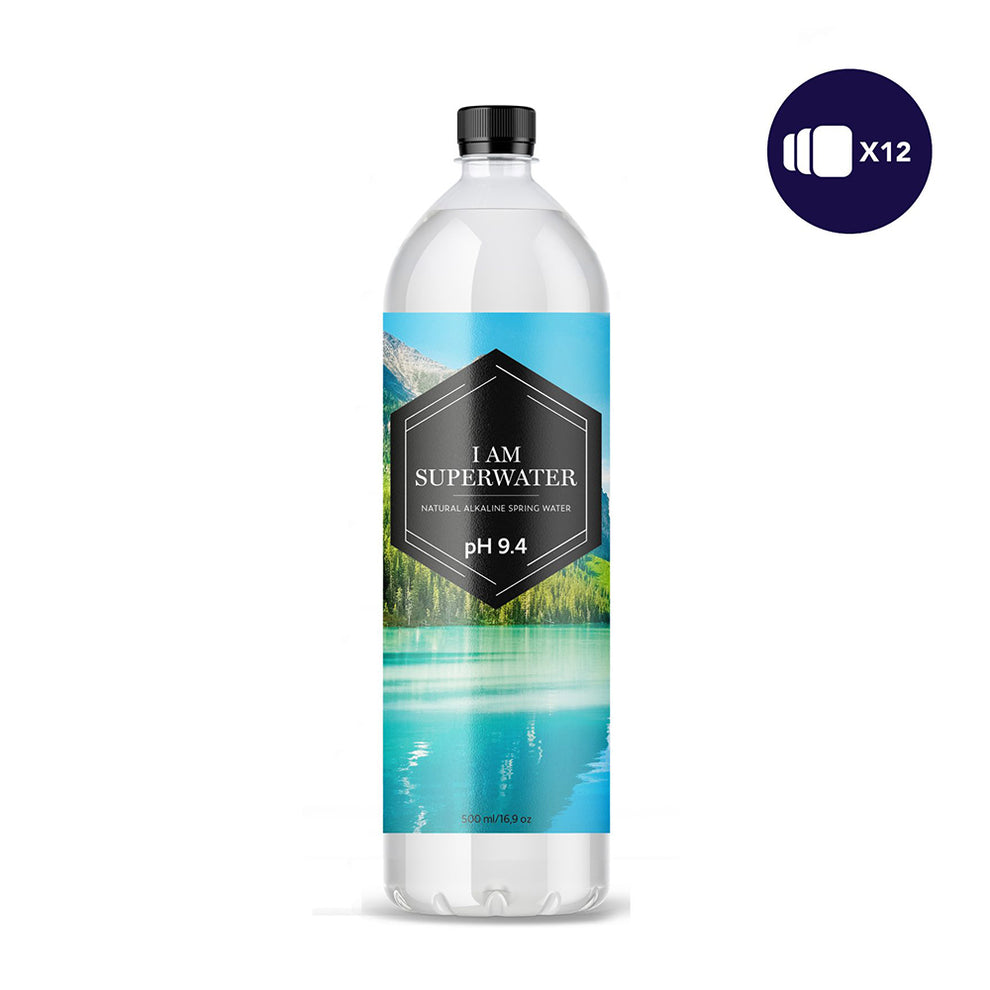 Alkaline Water pH 9+ 500ml 12-pack - I am Superwater – iamsupershop.com